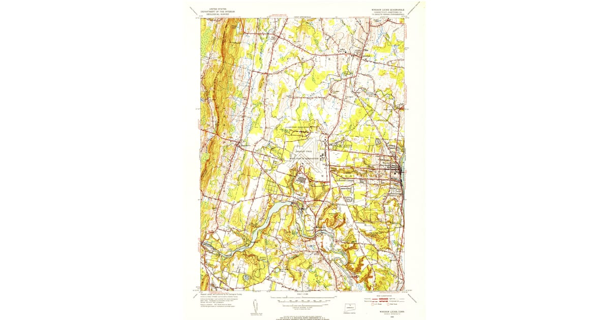 1953 Map of Windsor Locks, Hartford County, CT — High-Res | Pastmaps