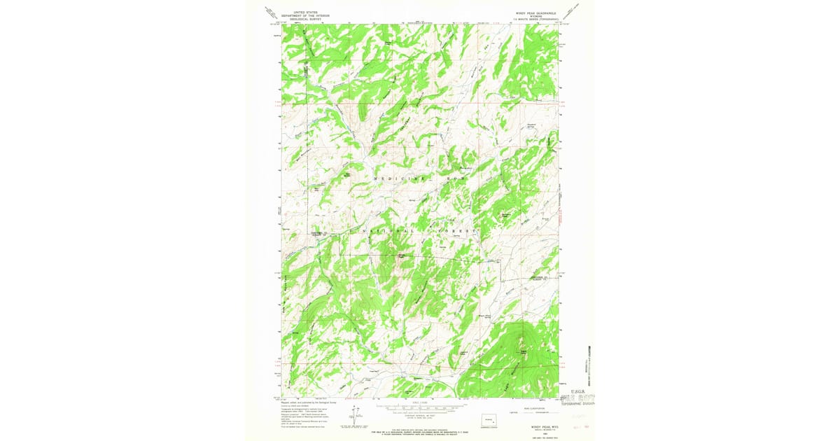 1964 Map of Windy Peak, Converse County, WY — High-Res | Pastmaps