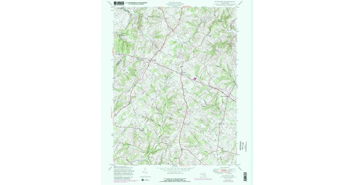 1950 Map of Winfield, Carroll County, MD — High-Res, 1979 Print #2 ...