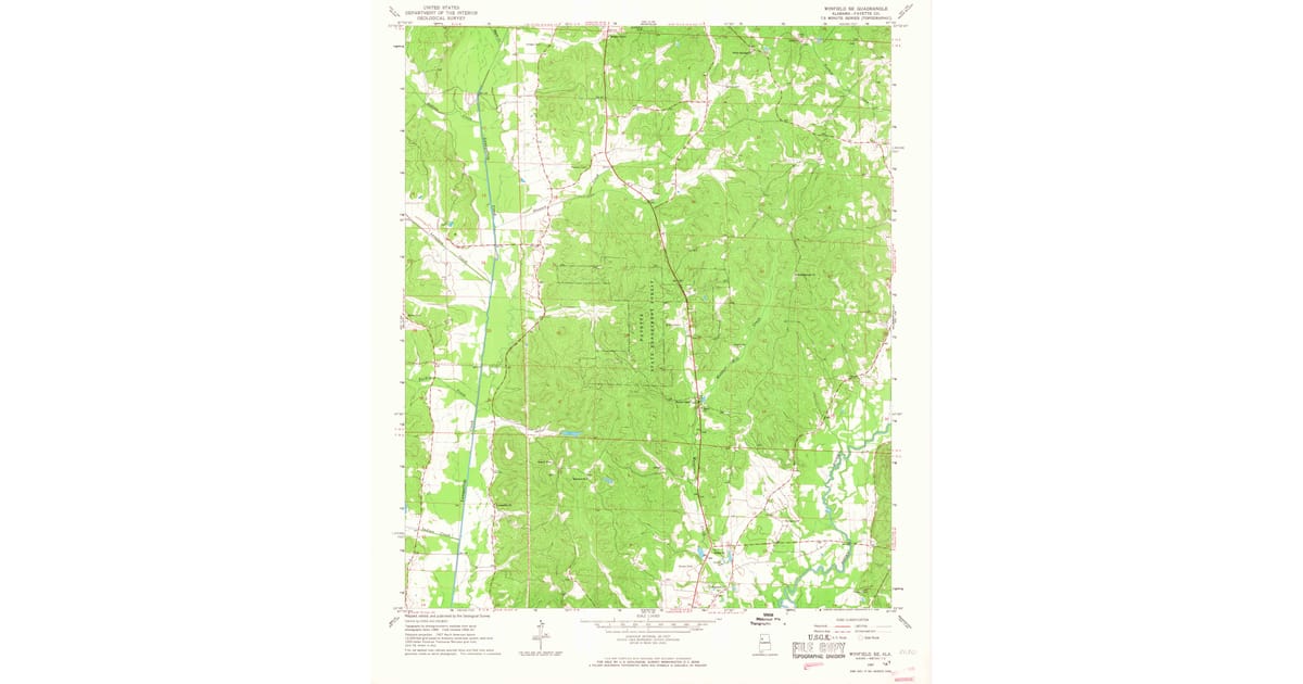 1967 Map of Winfield SE, Fayette County, AL — High-Res | Pastmaps