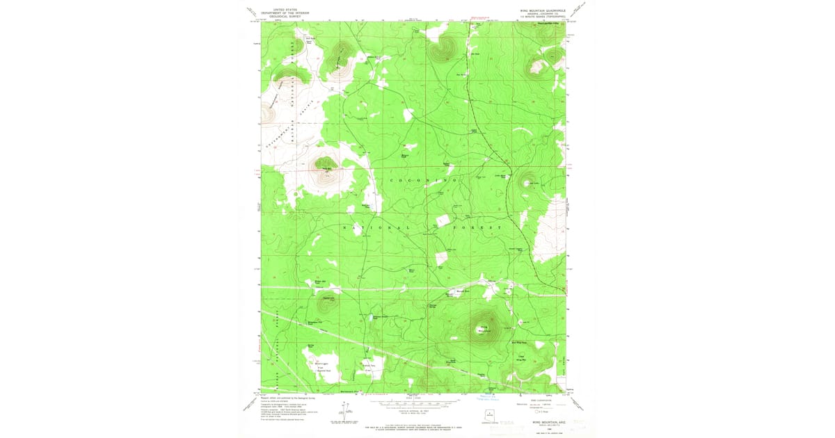 1966 Map of Wing Mountain, Coconino County, AZ — High-Res | Pastmaps