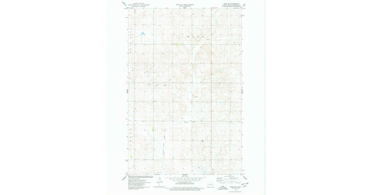1975 Map of Wing SE, Burleigh County, ND — High-Res | Pastmaps