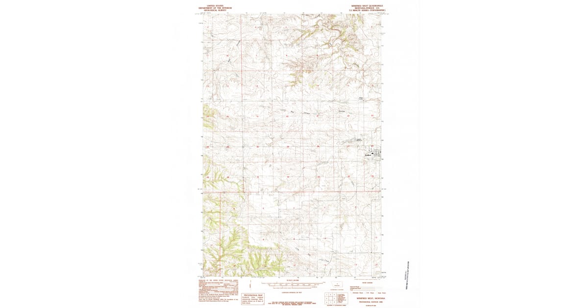 1985 Map of Winifred West, Fergus County, MT — High-Res | Pastmaps