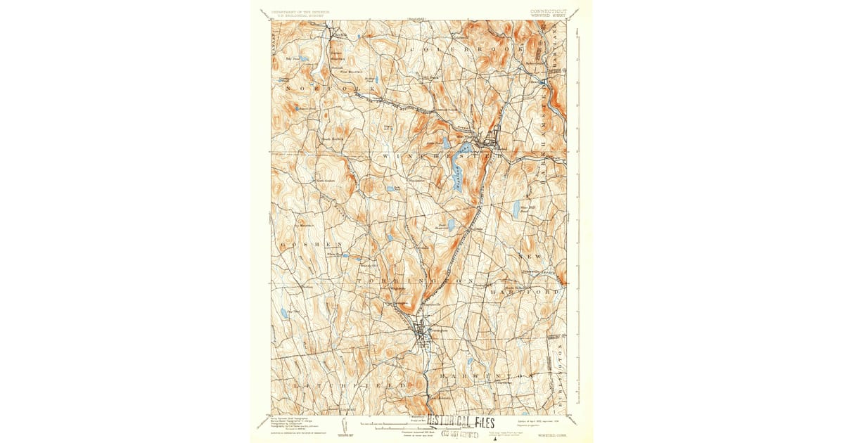 1892 Map of Winsted, CT — High-Res, 1936 Print | Pastmaps
