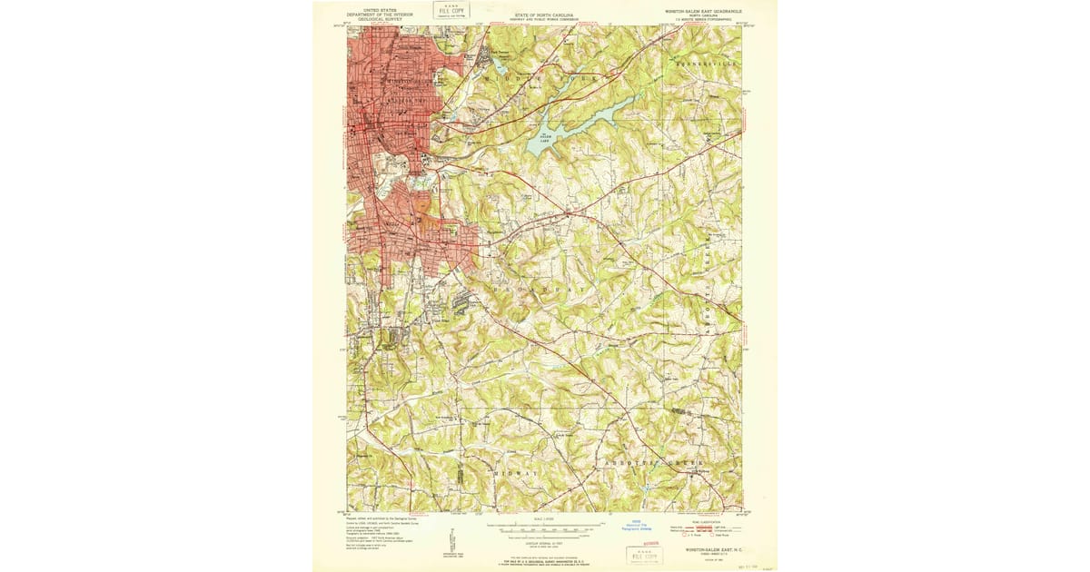 1951 Map of Winston-Salem East, Forsyth County, NC — High-Res | Pastmaps