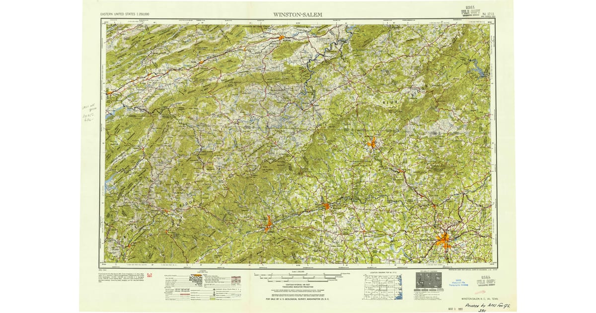 1955 Map of Winston-Salem, NC — High-Res | Pastmaps