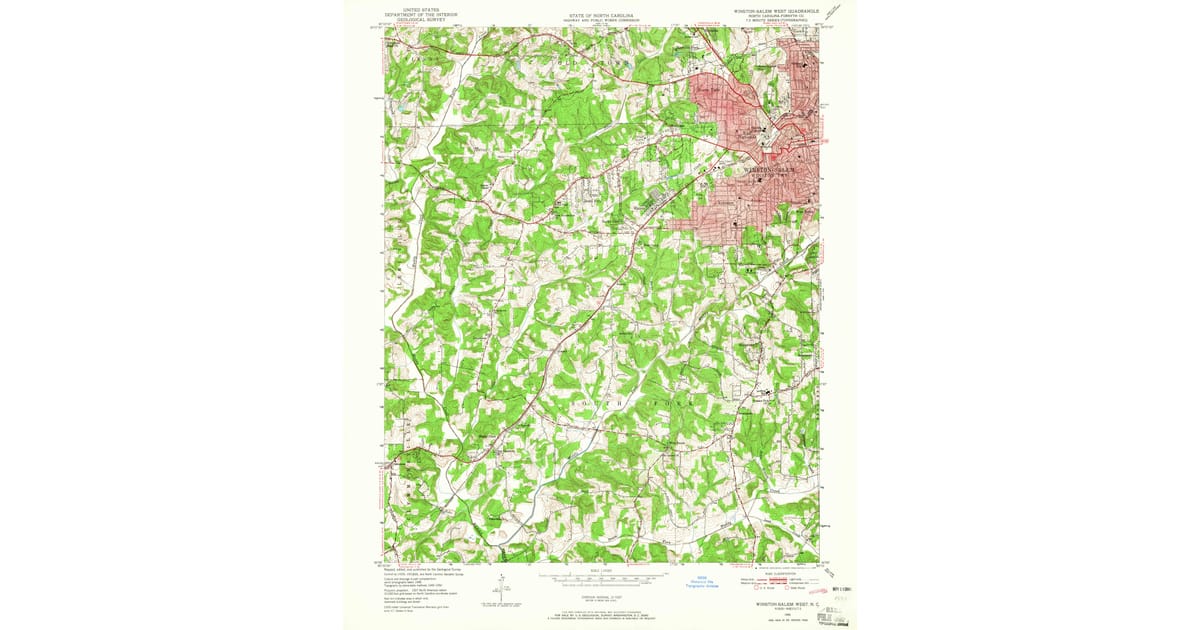 1950 Map of Winston-Salem West, Forsyth County, NC — High-Res | Pastmaps