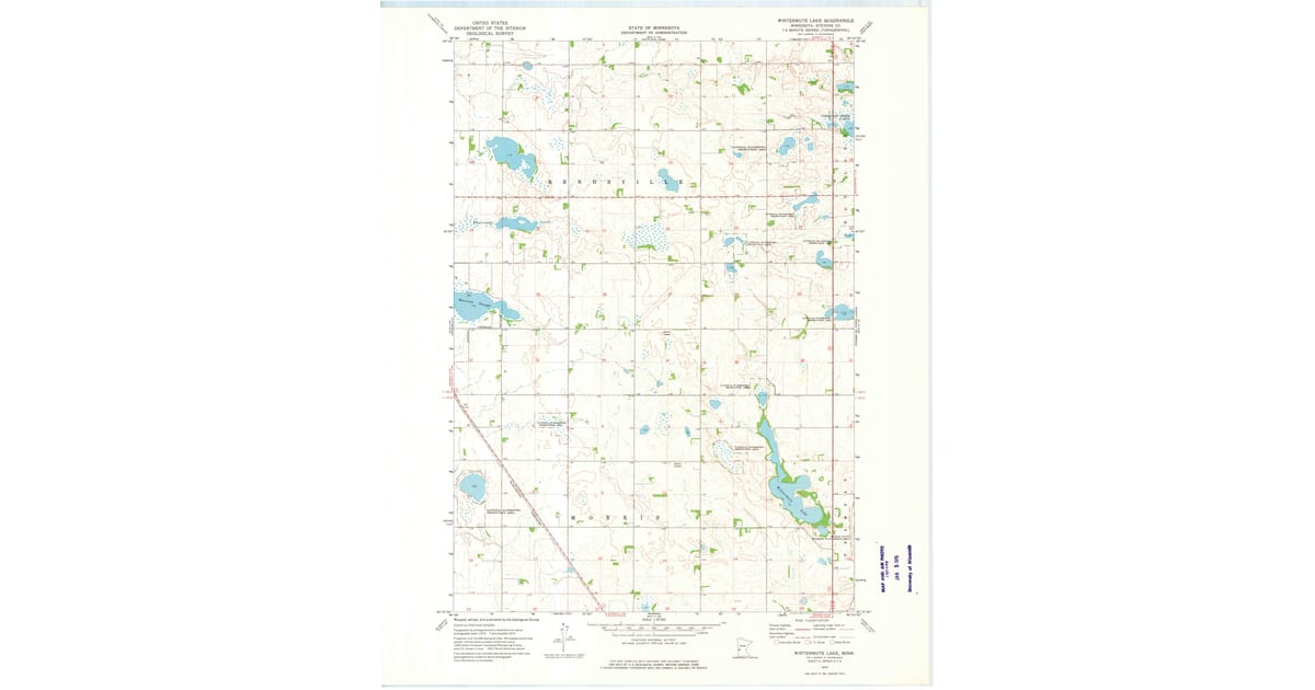 1973 Map of Wintermute Lake, Stevens County, MN — High-Res | Pastmaps