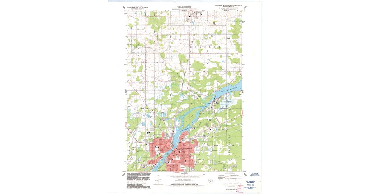 1984 Map of Wisconsin Rapids North, Wood County, WI — High-Res | Pastmaps