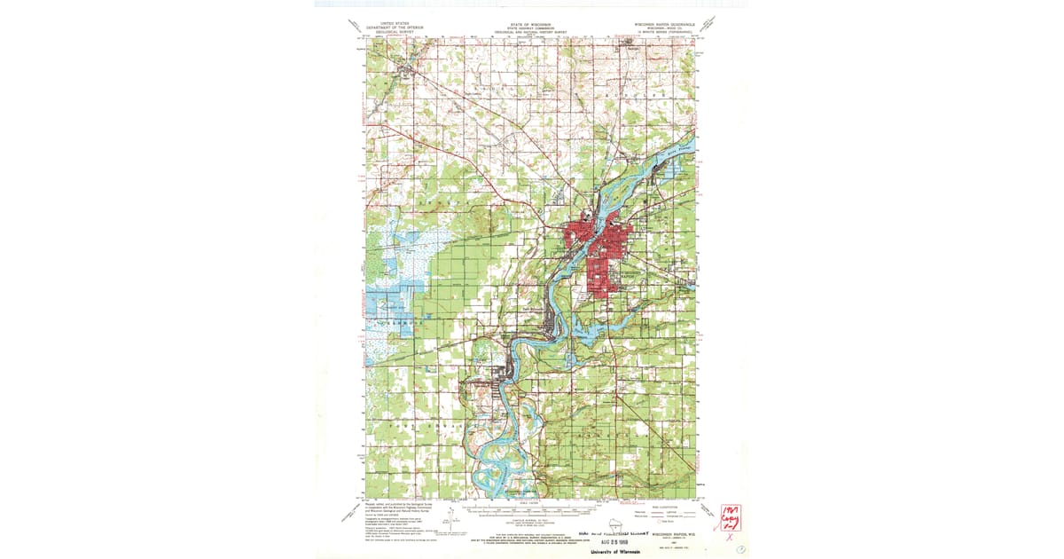 1967 Map of Wisconsin Rapids, WI — High-Res | Pastmaps