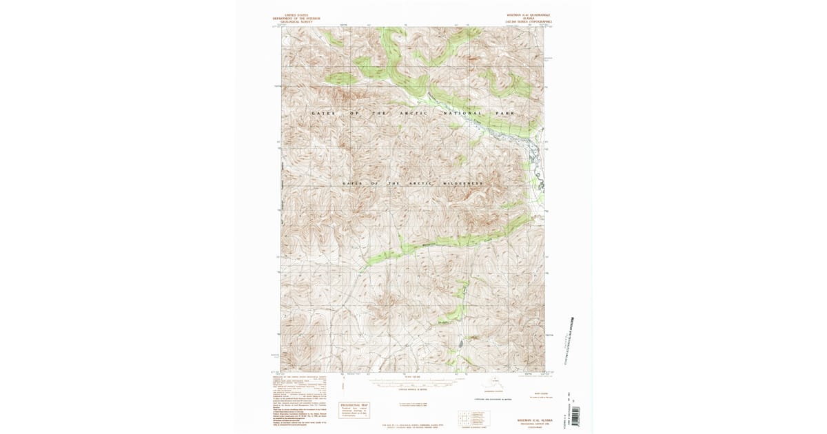 1986 Map of Wiseman C-6, Yukon-Koyukuk Borough, AK — High-Res | Pastmaps