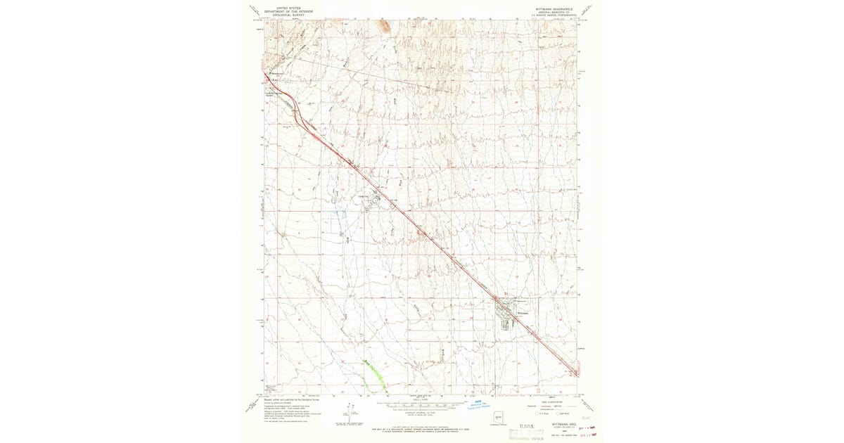 1965 Map of Wittmann, AZ — High-Res, 1975 Print | Pastmaps
