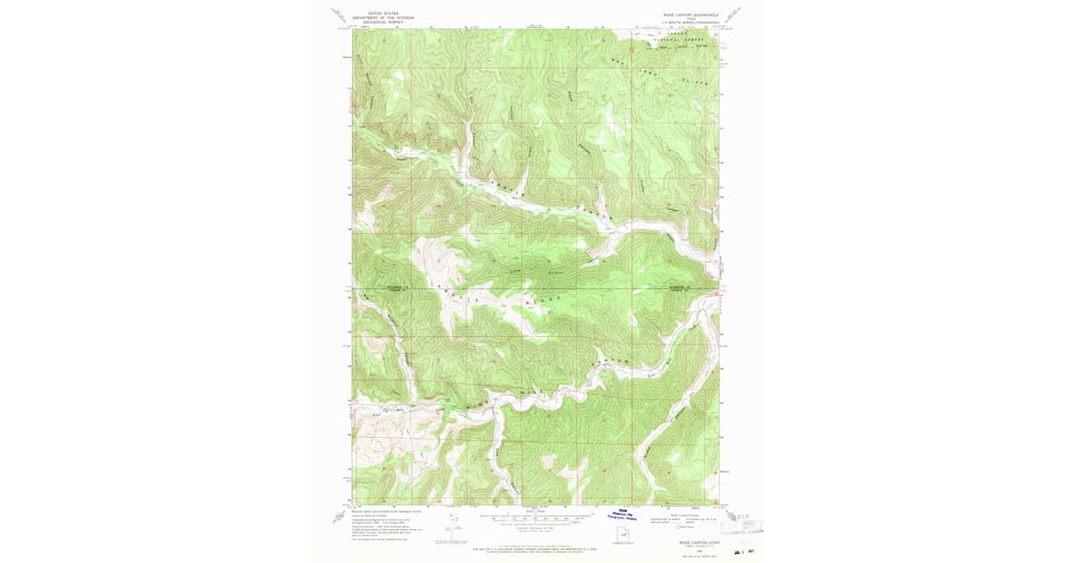 1968 Map of Wood Canyon, Duchesne County, UT — High-Res | Pastmaps