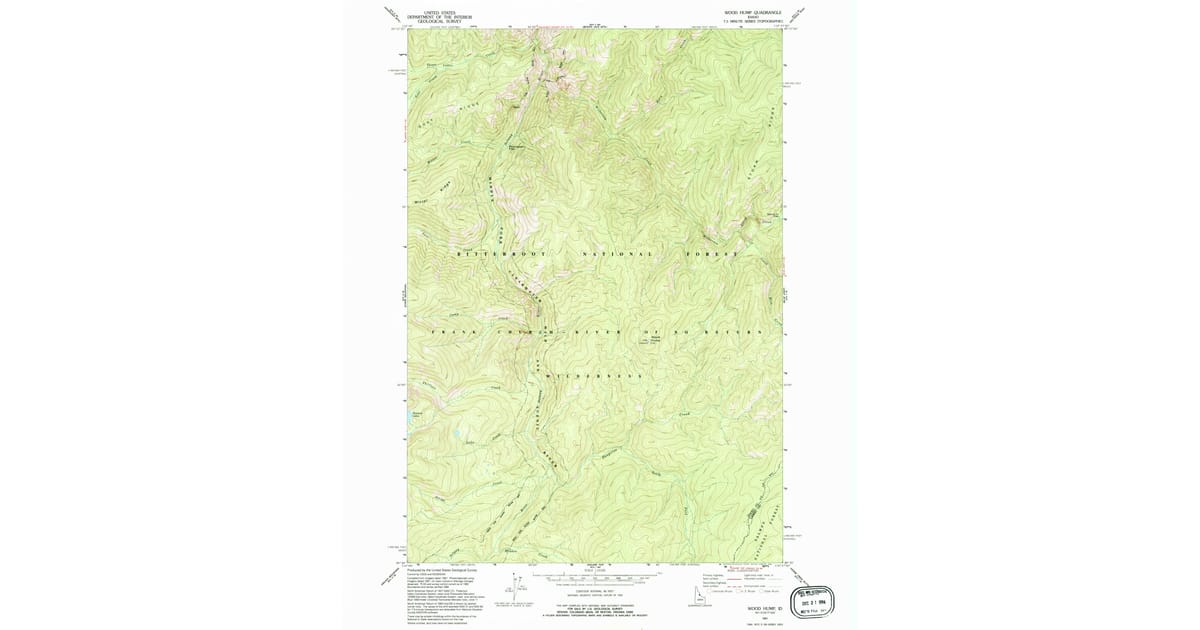 1991 Map of Wood Hump, Idaho County, ID — High-Res | Pastmaps
