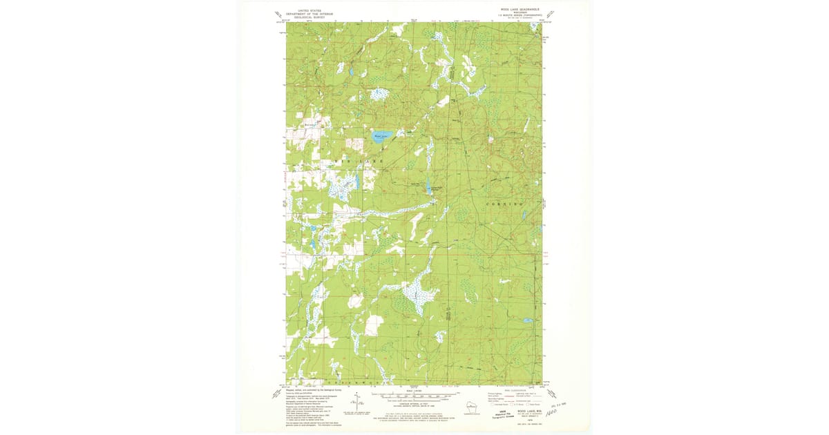 1979 Map of Wood Lake, Taylor County, WI — High-Res | Pastmaps