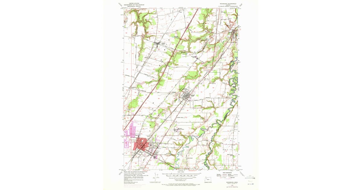 1956 Map of Woodburn, OR — High-Res, 1971 Print | Pastmaps