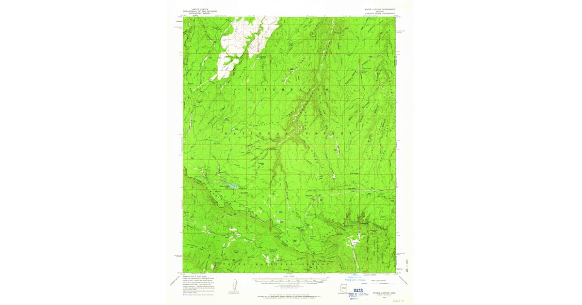 1961 Map of Woods Canyon, Coconino County, AZ — High-Res | Pastmaps