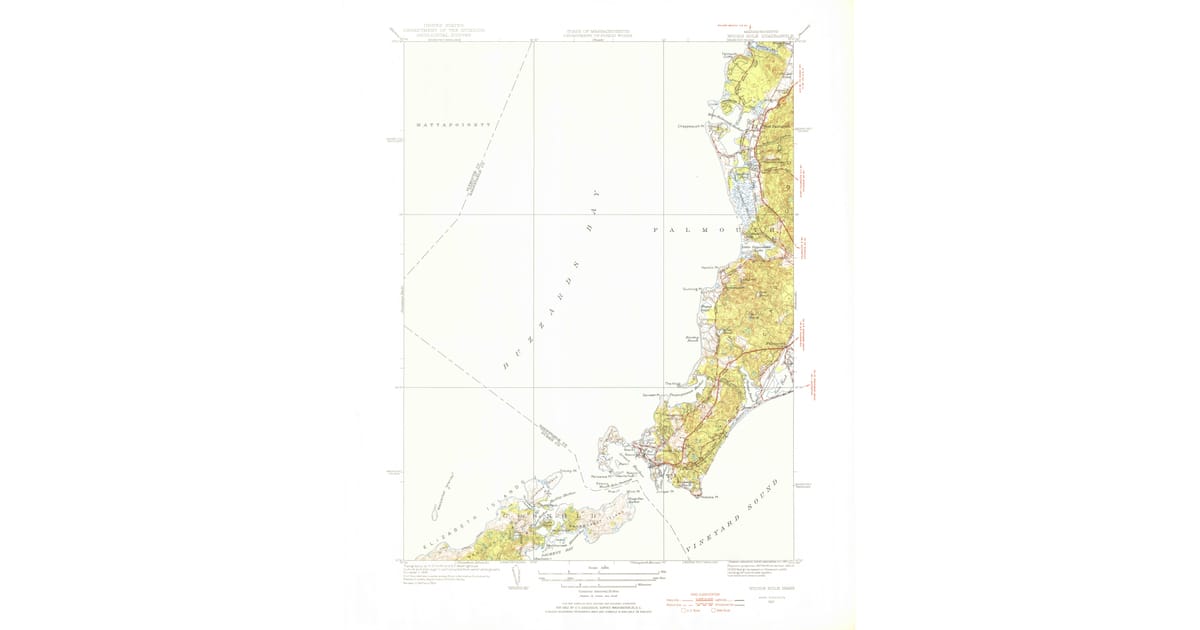 1953 Map of Woods Hole, MA — High-Res, 1954 Print #3 | Pastmaps