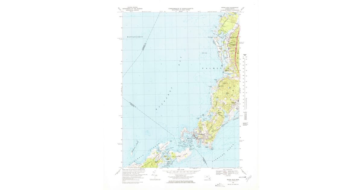 1967 Map of Woods Hole, MA — High-Res, 1978 Print #2 | Pastmaps