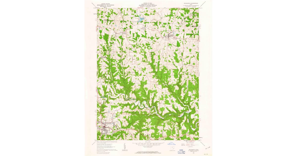1961 Map of Woodsfield, OH — High-Res | Pastmaps