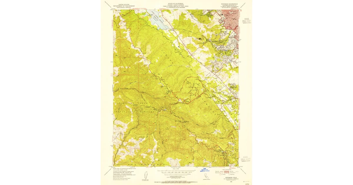 1953 Map of Woodside, CA — High-Res | Pastmaps