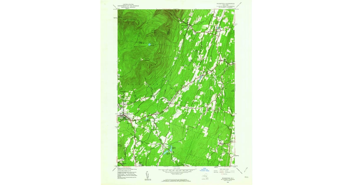 1945 Map of Woodstock, Ulster County, NY — High-Res | Pastmaps
