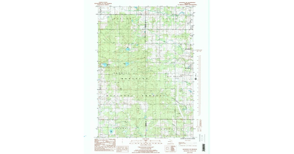 1985 Map of Woodville NE, Mecosta County, MI — High-Res | Pastmaps