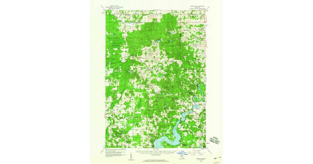 1958 Map of Woodville, Newaygo County, MI — High-Res | Pastmaps