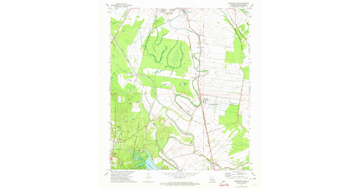 1972 Map of Woodworth East, Rapides Parish, LA — High-Res | Pastmaps