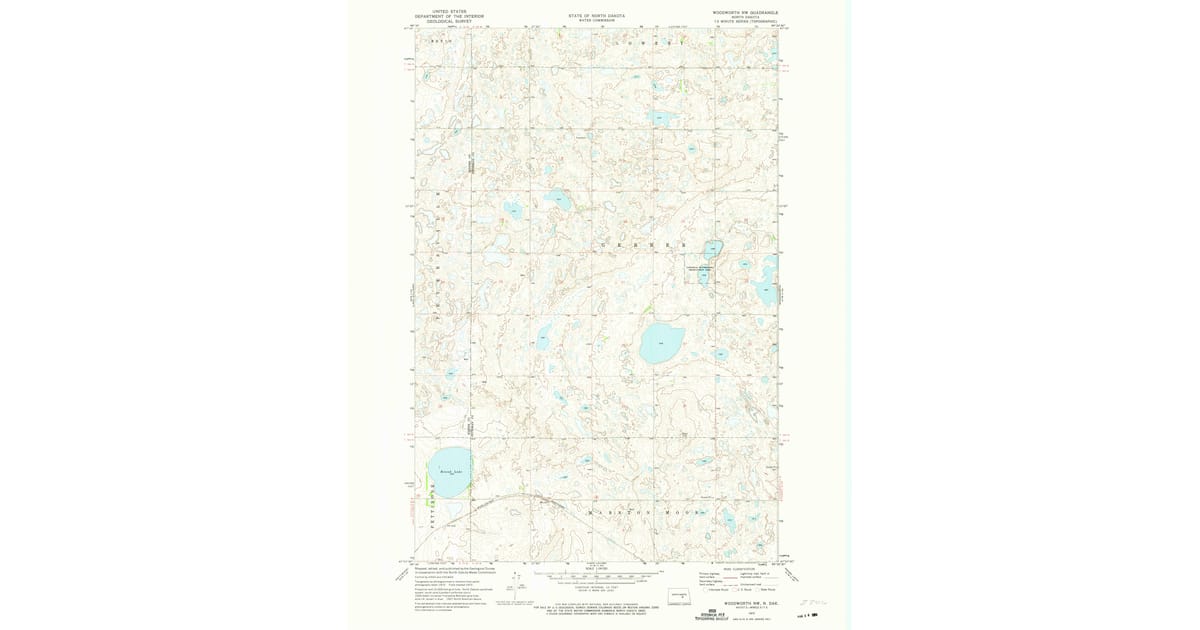 1972 Map of Woodworth NW, Stutsman County, ND — High-Res | Pastmaps
