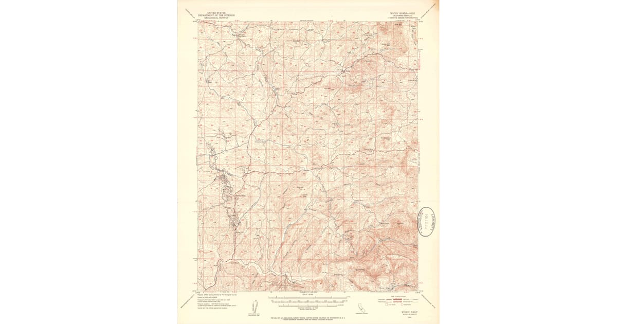 1952 Map of Woody, CA — High-Res | Pastmaps