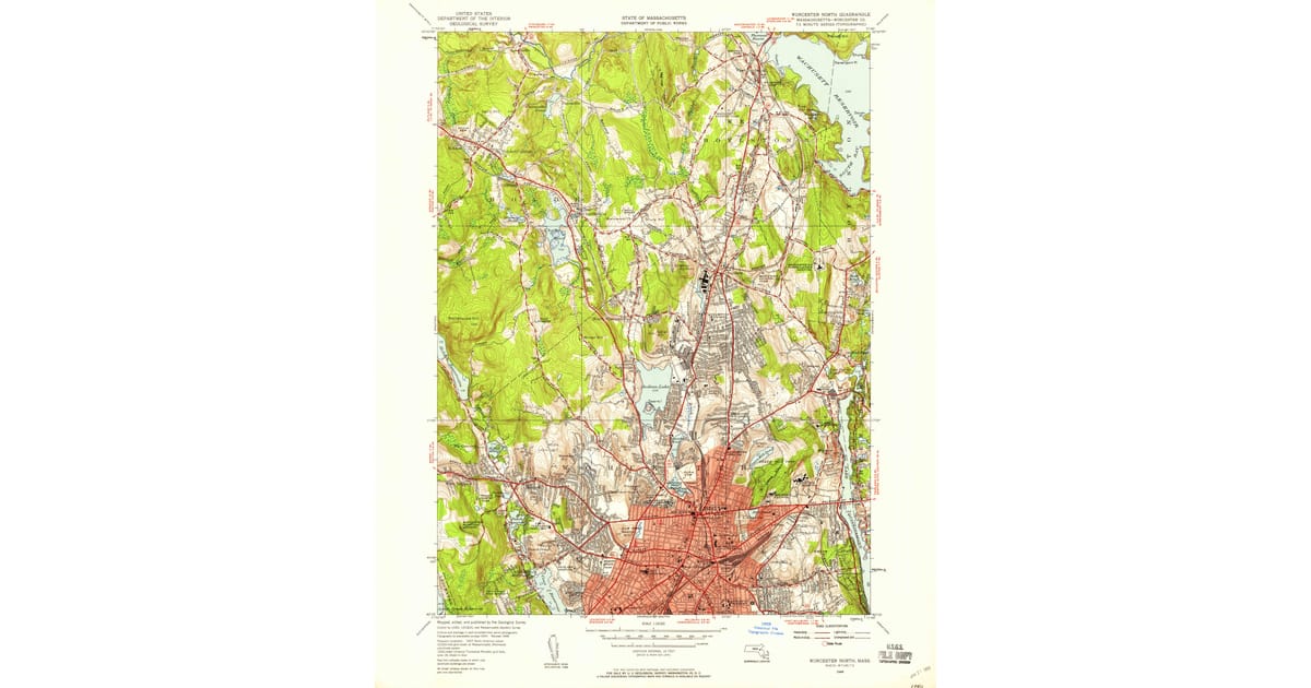 1948 Map of Worcester North, Worcester County, MA — High-Res | Pastmaps