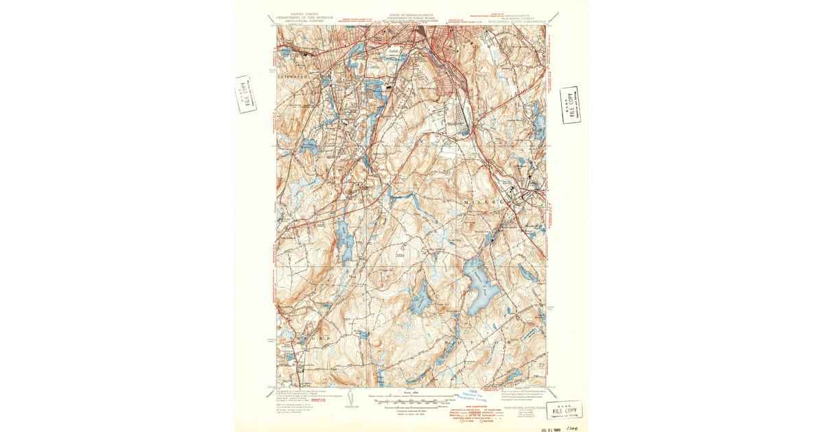 1939 Map of Worcester South, Worcester County, MA — High-Res, 1949 ...