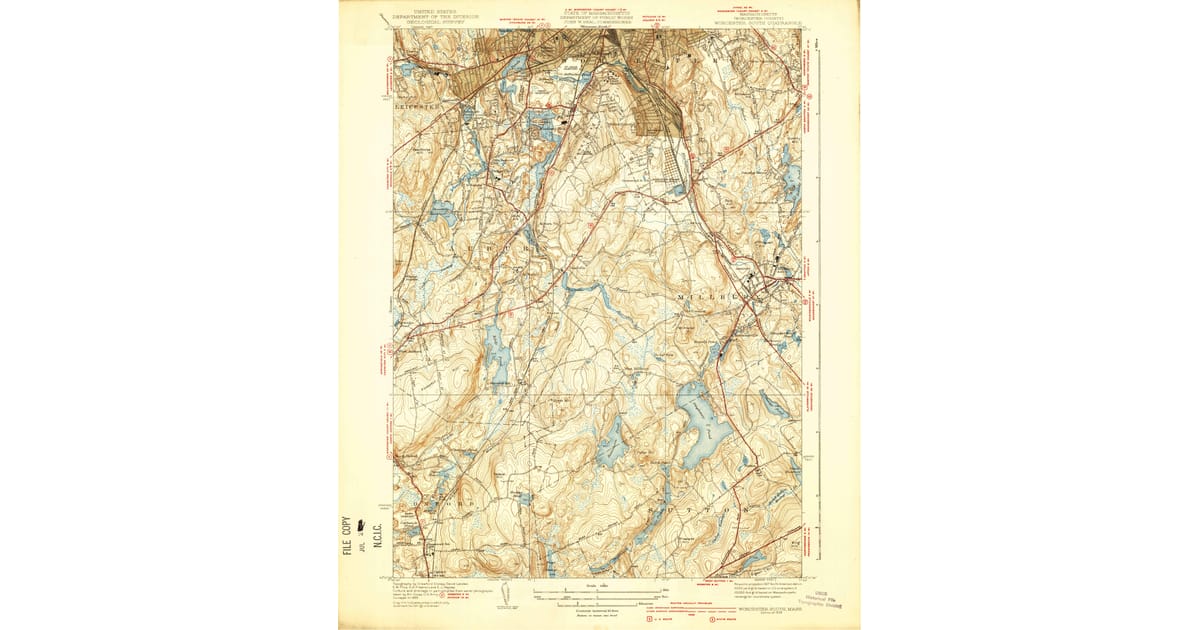 1939 Map of Worcester South, Worcester County, MA — High-Res | Pastmaps