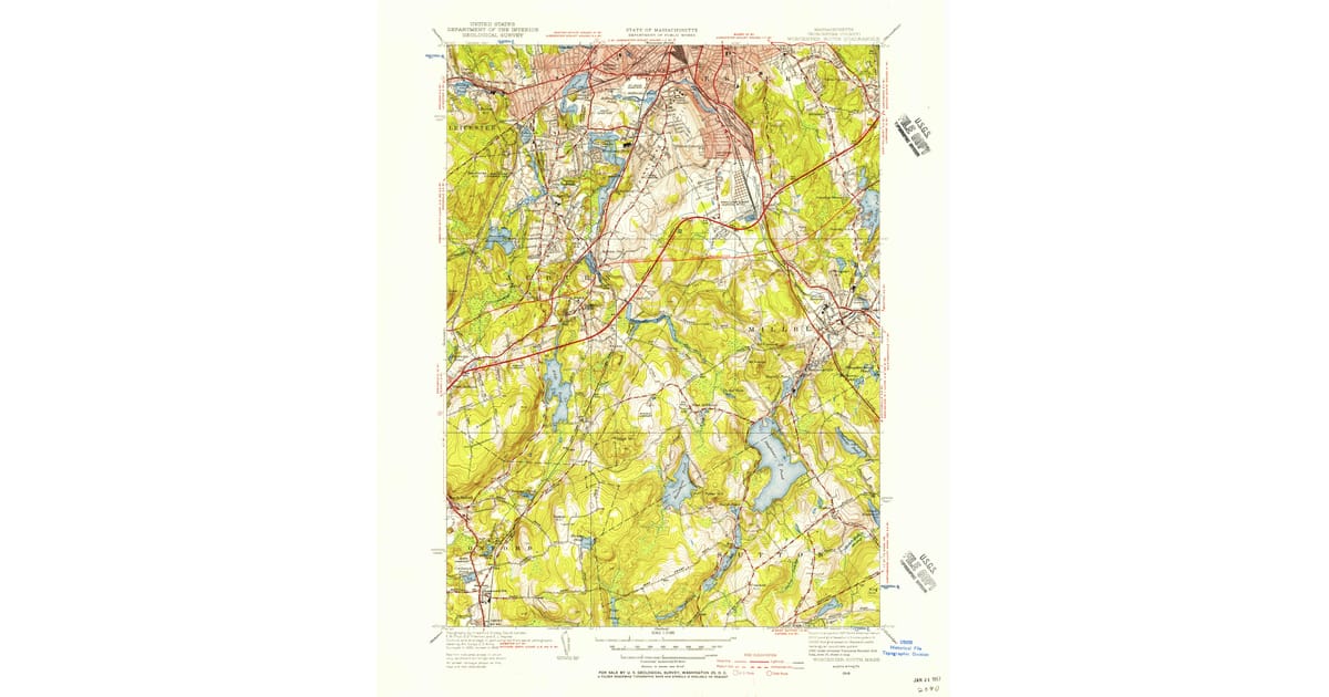 1948 Map of Worcester South, Worcester County, MA — High-Res | Pastmaps