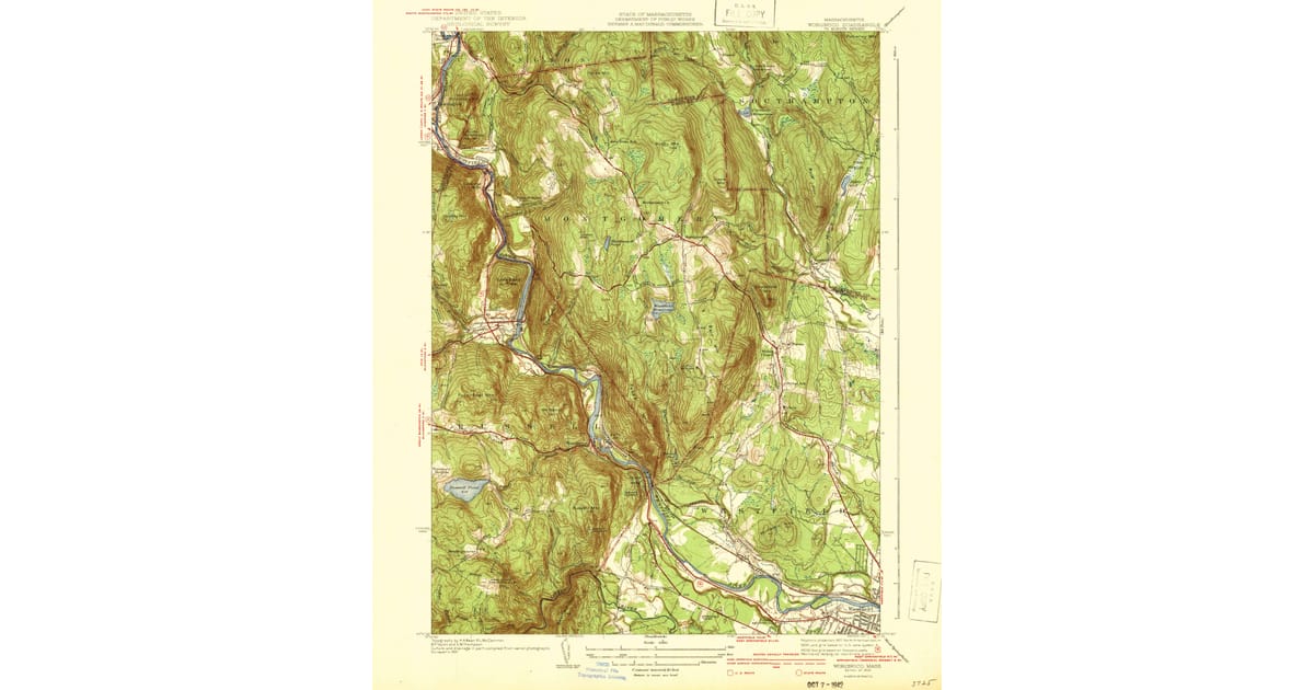 1942 Map of Woronoco, Hampden County, MA — High-Res | Pastmaps