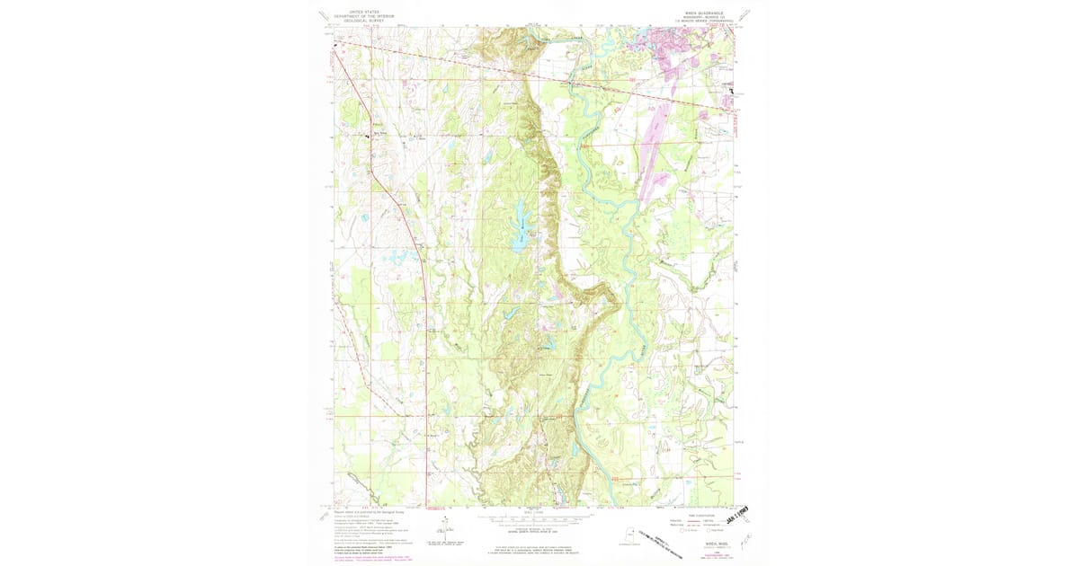 1966 Map of Wren, Monroe County, MS — High-Res, 1982 Print | Pastmaps