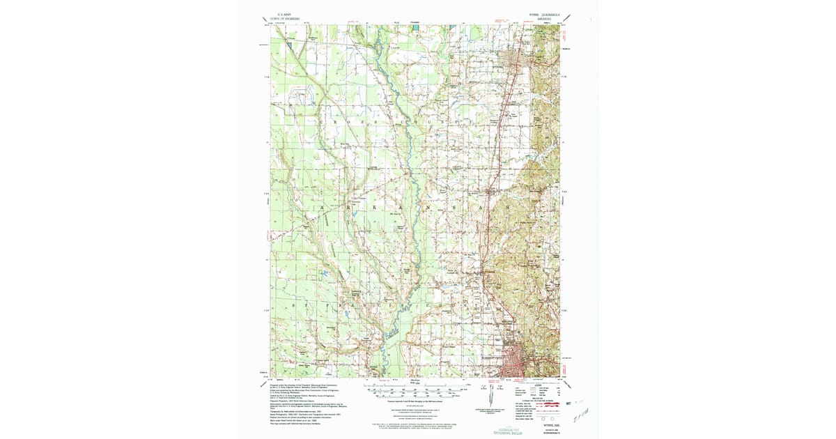 1958 Map of Wynne, AR — High-Res, 1975 Print | Pastmaps
