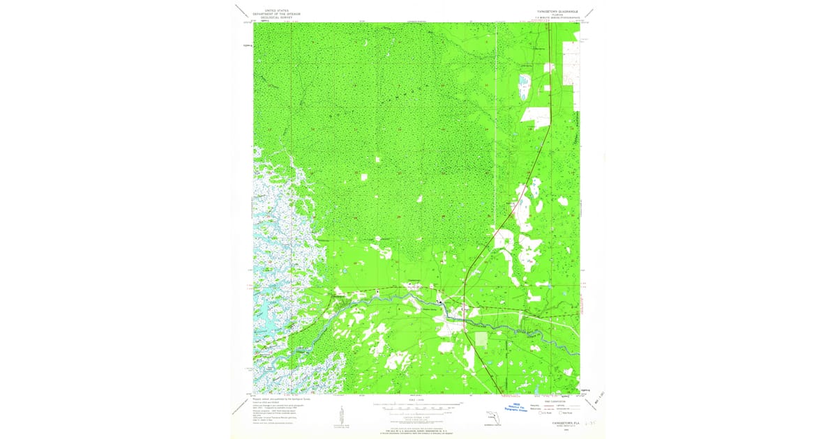 1955 Map of Yankeetown, FL — High-Res, 1963 Print | Pastmaps