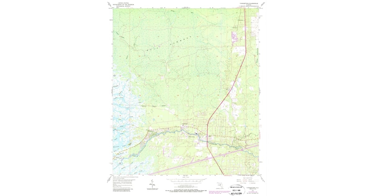 1955 Map of Yankeetown, FL — High-Res, 1988 Print | Pastmaps