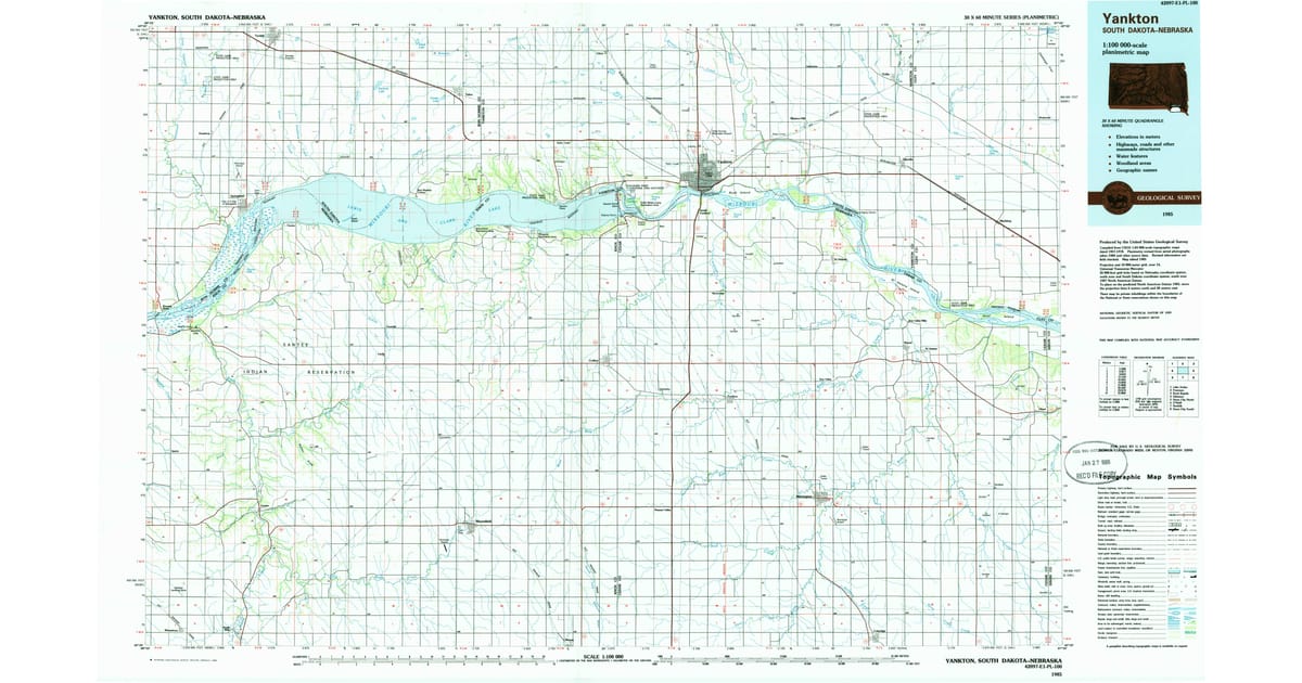 1985 Map of Yankton, SD — High-Res | Pastmaps