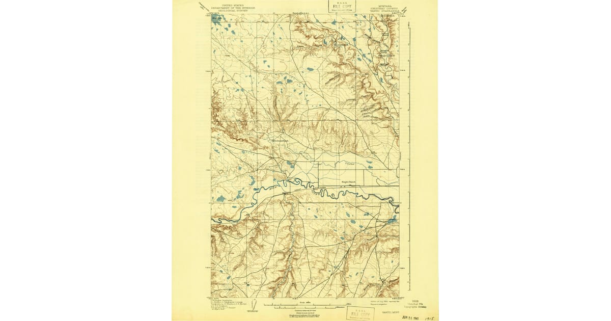 1904 Map of Yantic, Blaine County, MT — High-Res, 1941 Print | Pastmaps