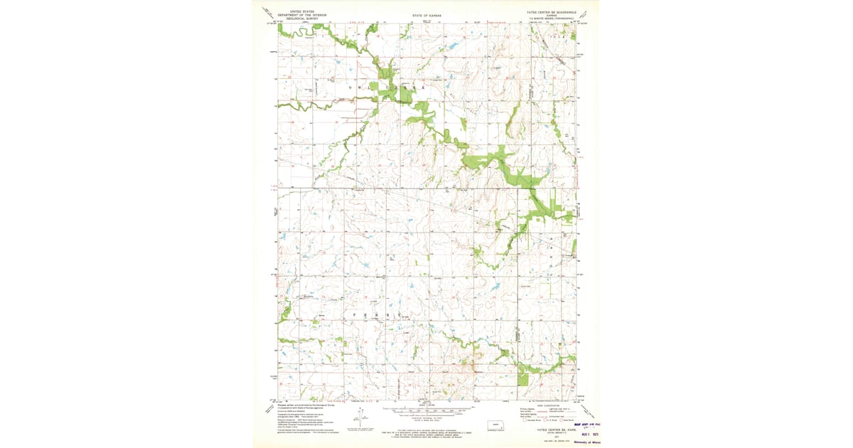 1971 Map of Yates Center SE, Woodson County, KS — High-Res | Pastmaps