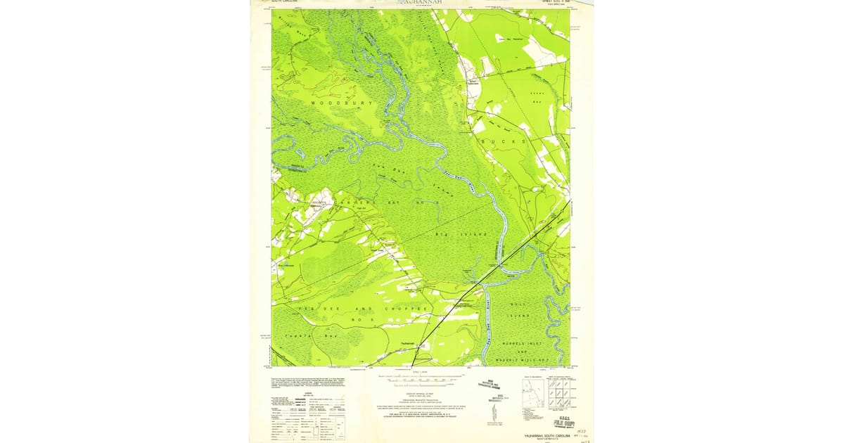 1943 Map of Yauhannah, Georgetown County, SC — High-Res | Pastmaps