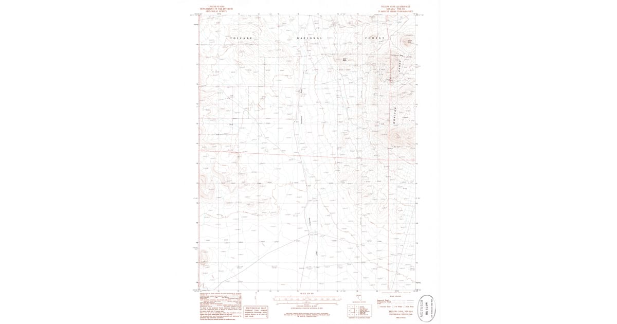 1986 Map of Yellow Cone, Nye County, NV — High-Res | Pastmaps