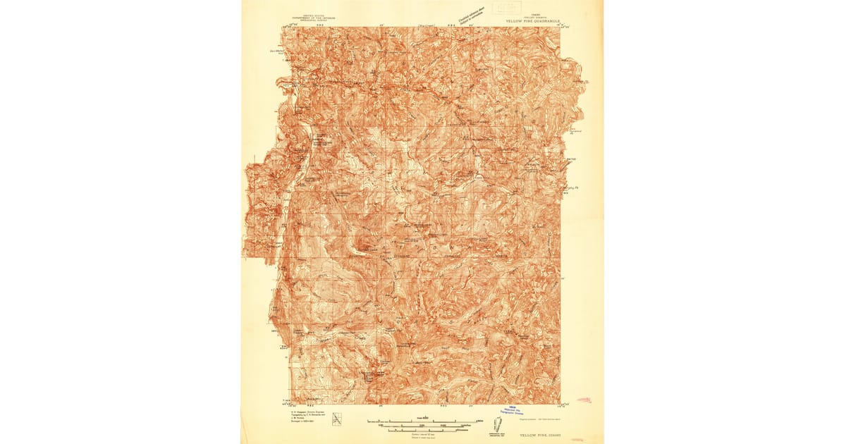 1937 Map of Yellow Pine, ID — High-Res | Pastmaps