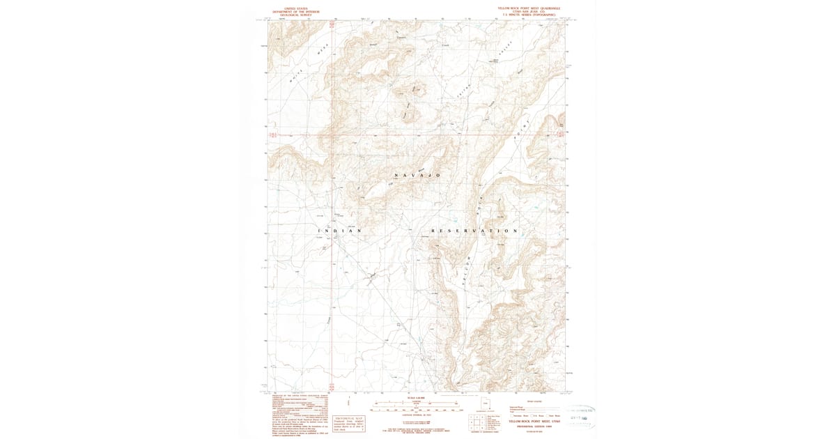 1989 Map of Yellow Rock Point West, San Juan County, UT — High-Res ...