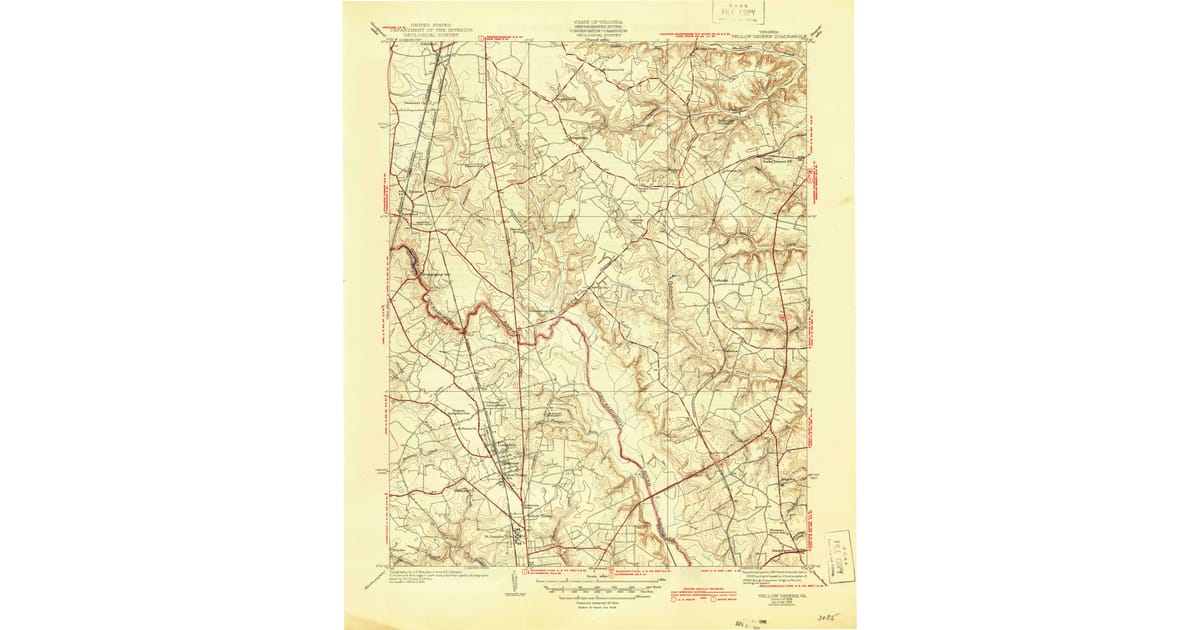 1938 Map of Yellow Tavern, Hanover County, VA — High-Res, 1946 Print ...
