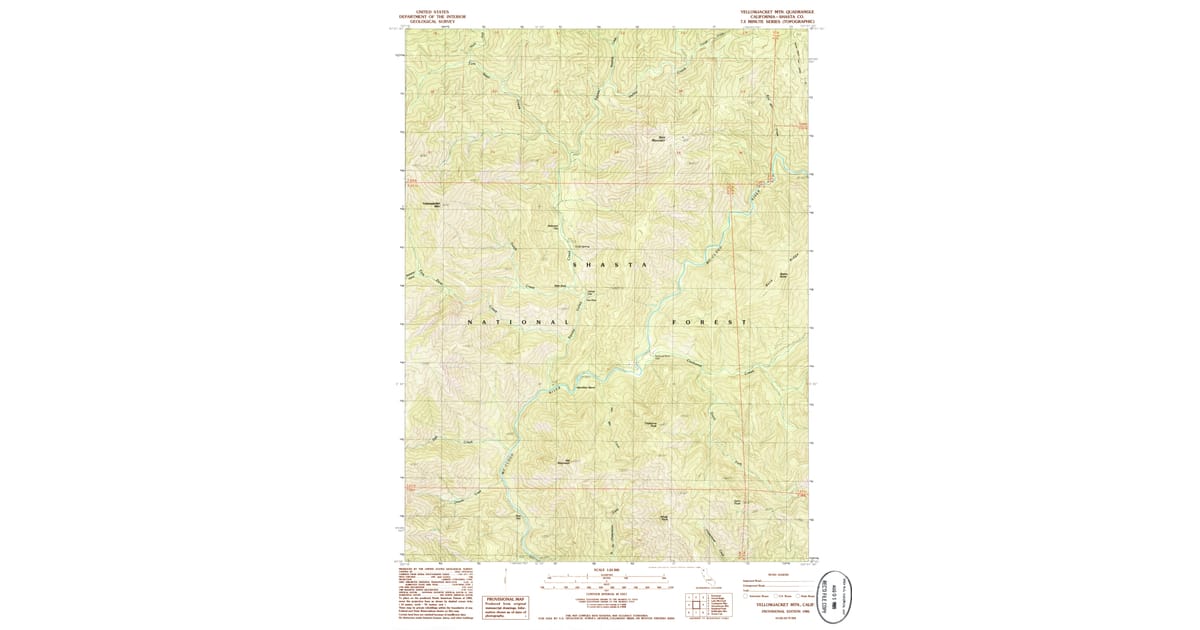 1986 Map of Yellowjacket Mtn., Shasta County, CA — High-Res | Pastmaps