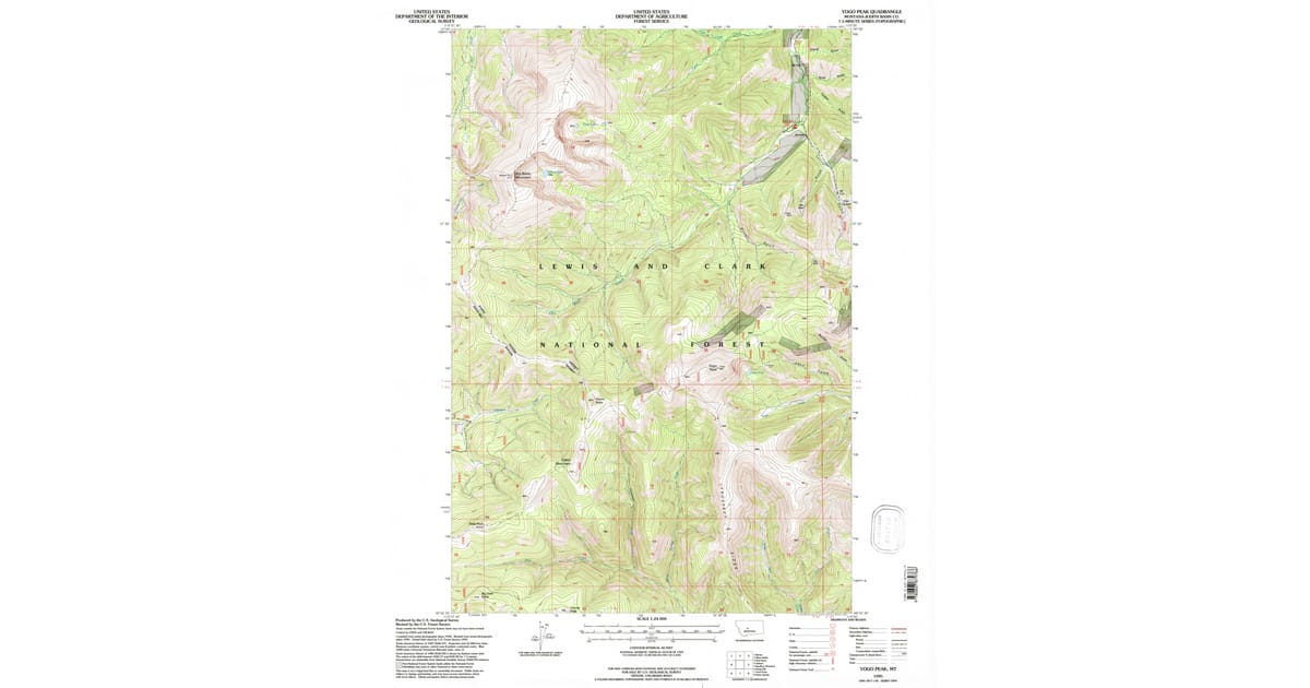 1995 Map of Yogo Peak, Judith Basin County, MT — High-Res, 1997 Print ...